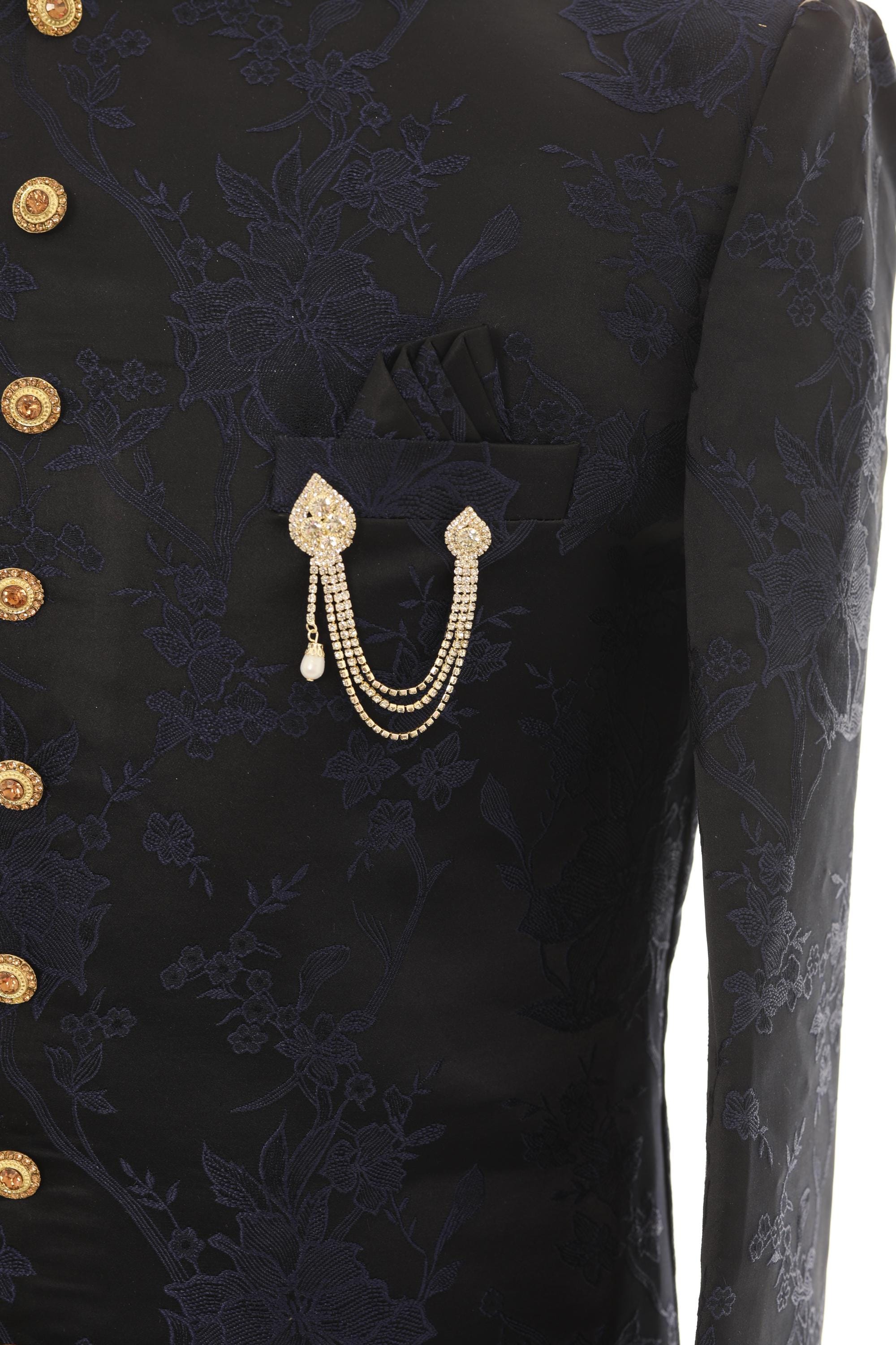 Elegant Gold & Crystal Chain Brooch for Men - Etsy