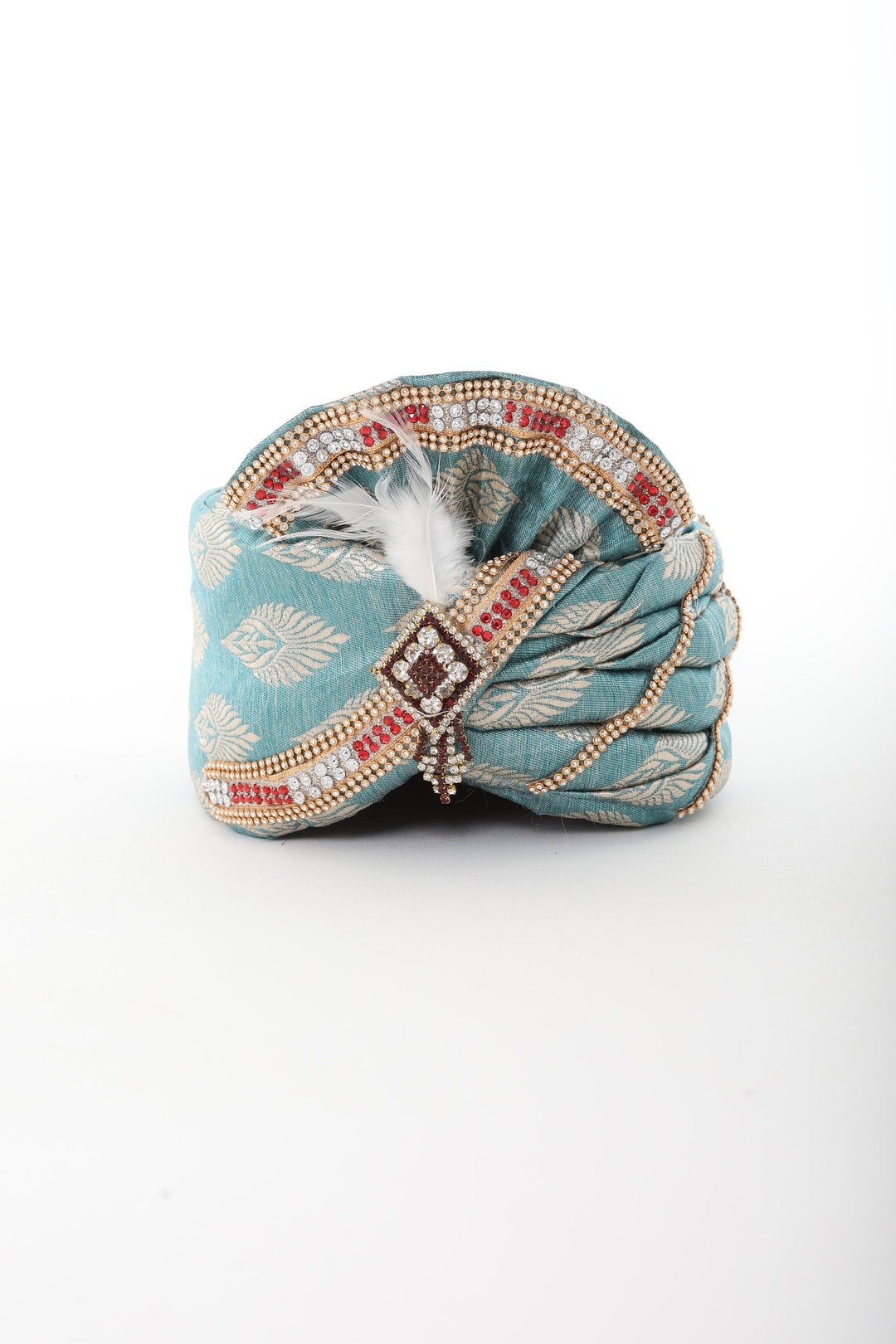 Exquisite Turq Men Indian Turban for Wedding Jacquard Pagadi, Match ...