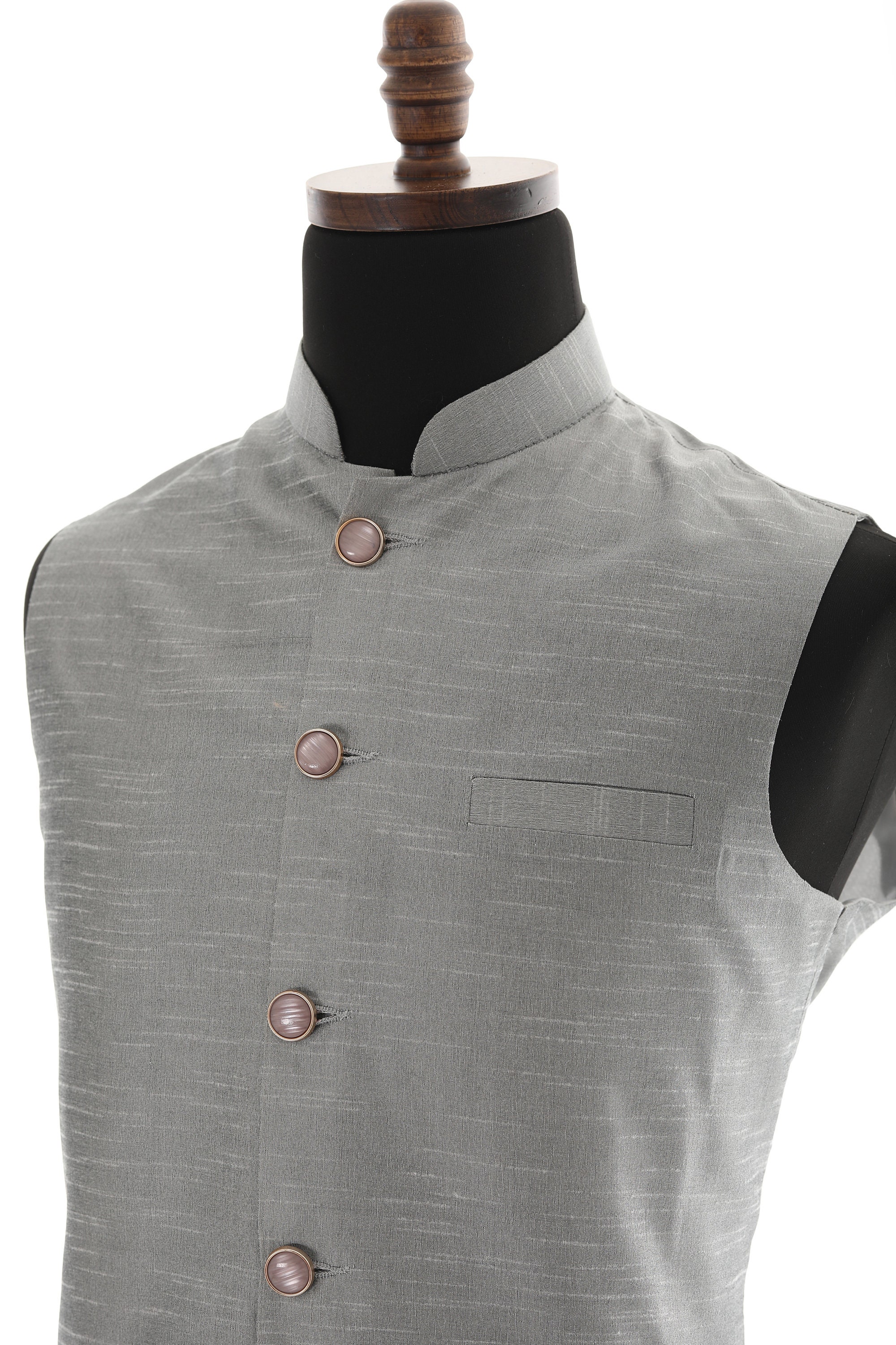 Men's Steel Gray Nehru Jacket, Sleeveless Jacket, Indian Party Wear ...