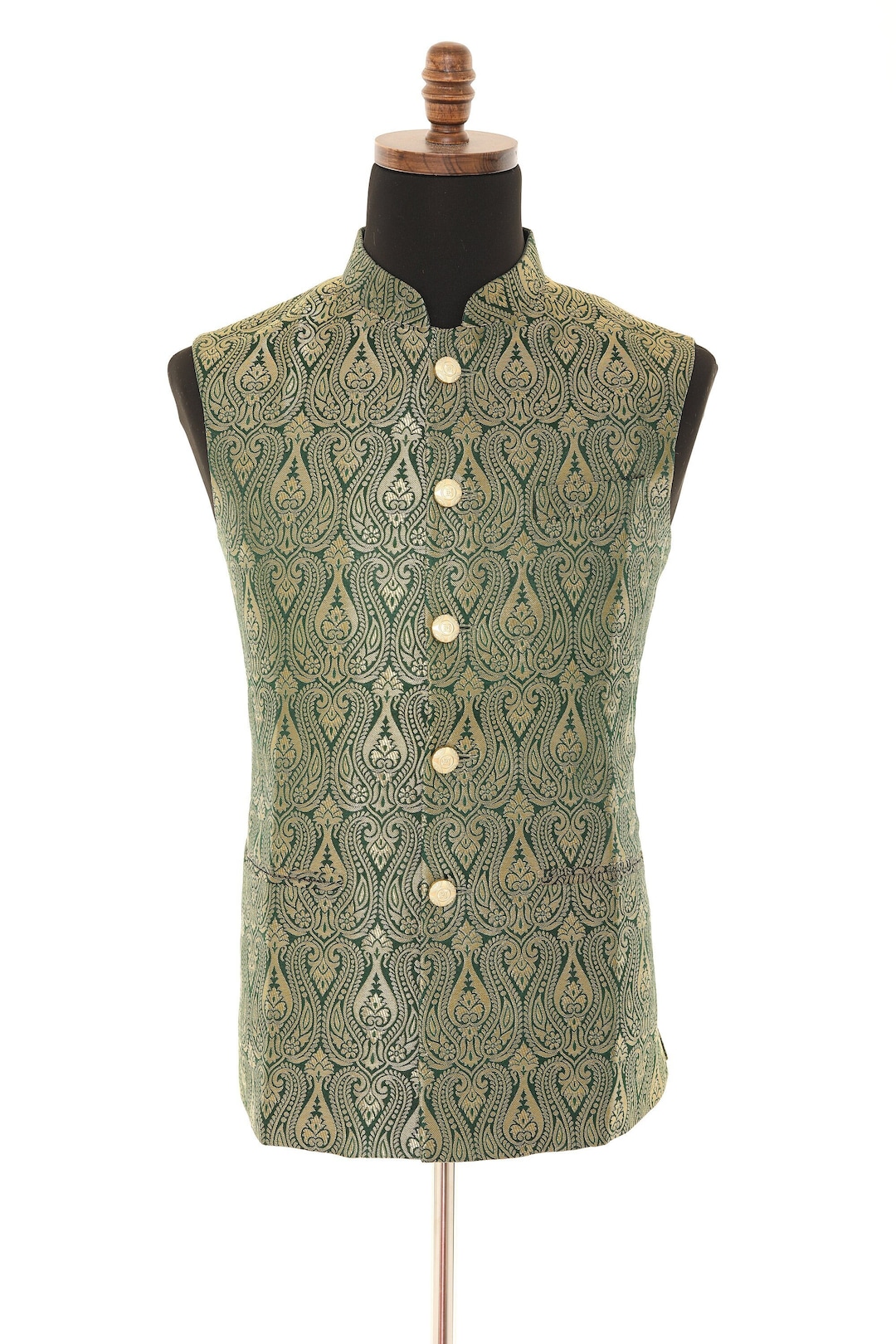 Brocade Green Nehru Jacket for Men - Luxurious Statement Piece for ...