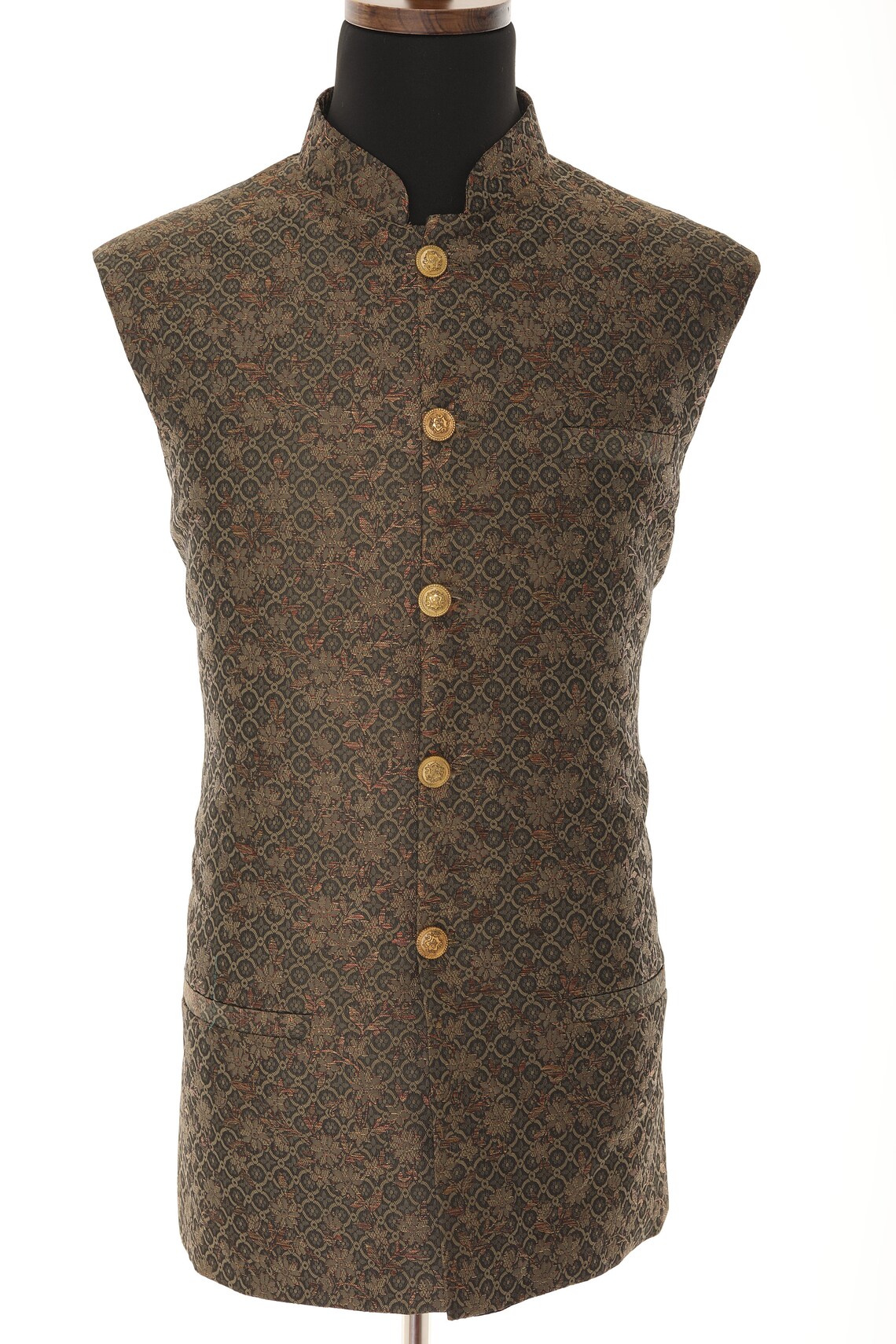Men's Brown Nehru Jacket, Sleeveless Jacket, Indian Traditional Wear ...