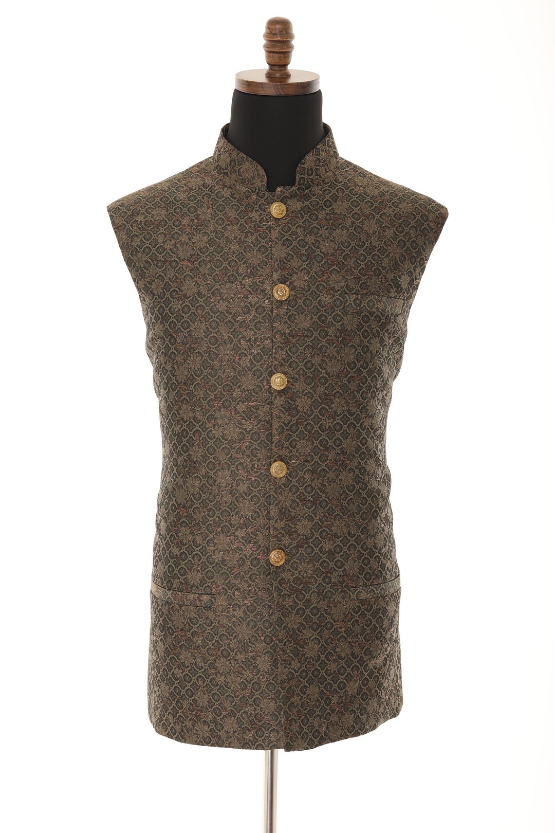Men's Brown Nehru Jacket, Sleeveless Jacket, Indian Traditional Wear ...