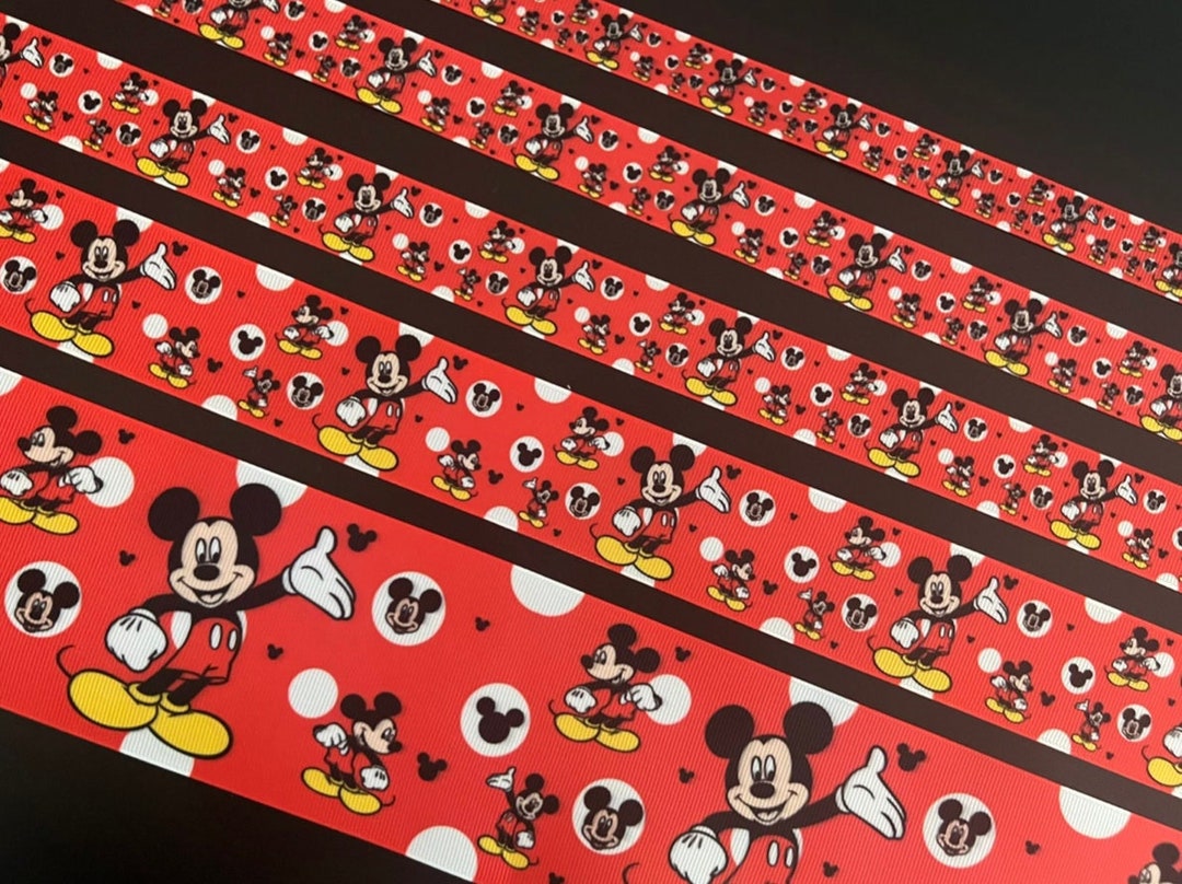 Mickey Mouse Red Background With Polka Dots 1 Yard Length on - Etsy