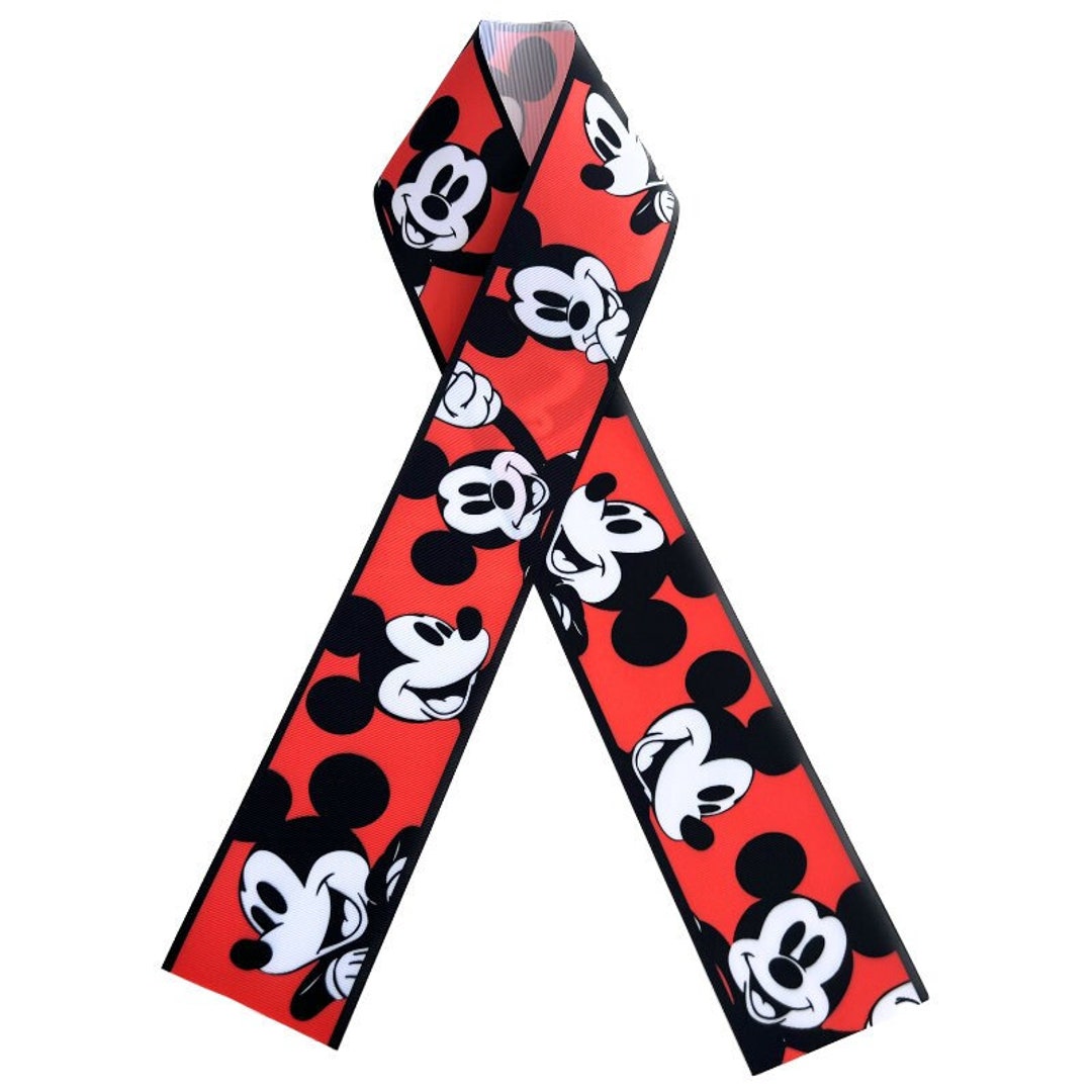 Mickey Mouse Big Heads Red Background 1 Yard on Grosgrain Ribbon ...