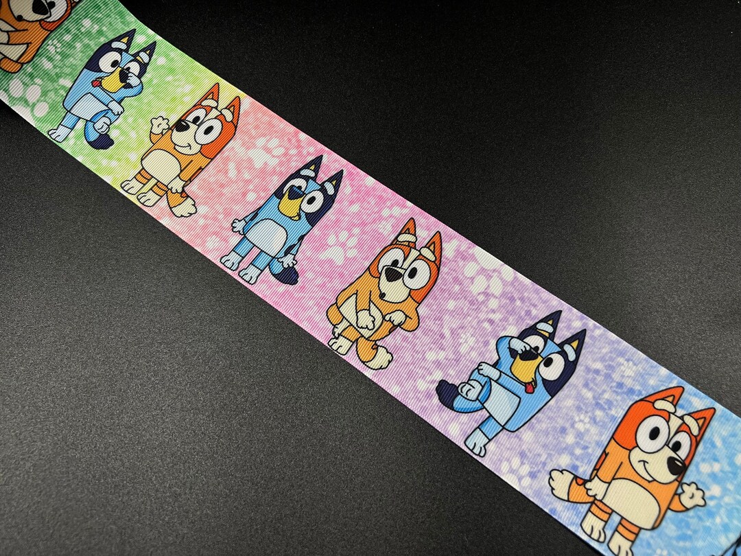 Bluey Multi Color Background 1 Yard Length on Grosgrain - Etsy