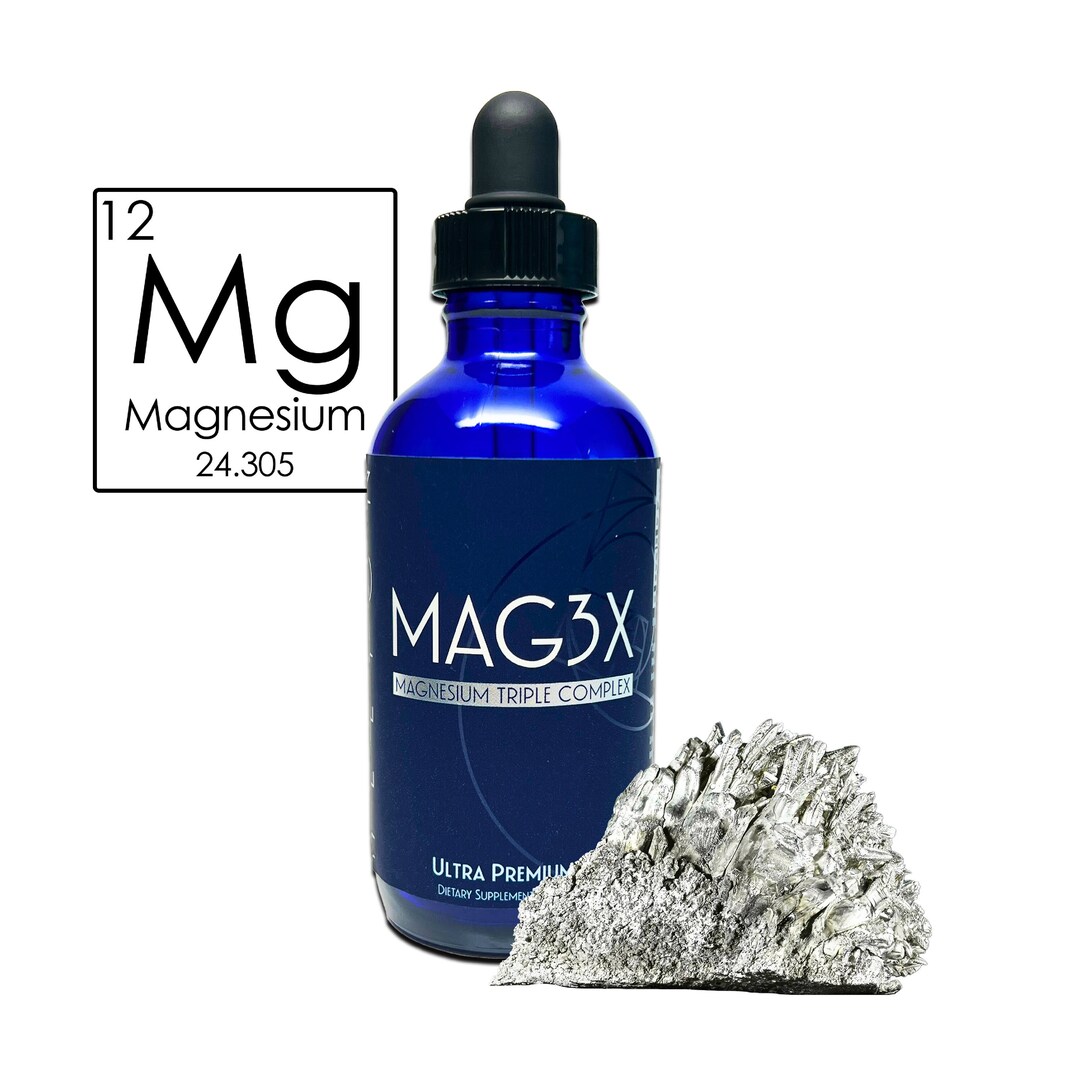 MAG3X Magnesium Triple Complex, Liquid Drops, 1 Glass Bottle, 1 Month ...