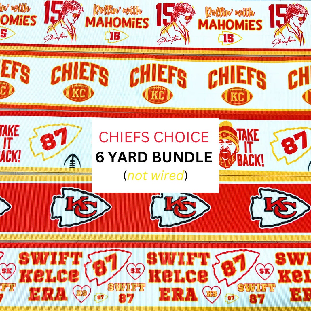 Chiefs 6 Yard BUNDLE 3inch Wide Grosgrain Ribbon, Pick Your Design ...