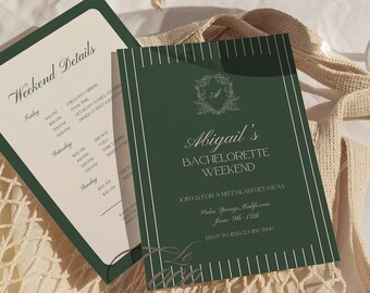 Ritz Glam Bachelorette Itinerary Invitation Template Classic - Etsy