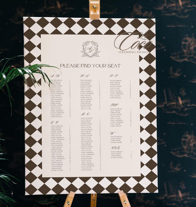 Luxe Classic Seating Chart Template, Classic AZ Wedding Seating Chart ...