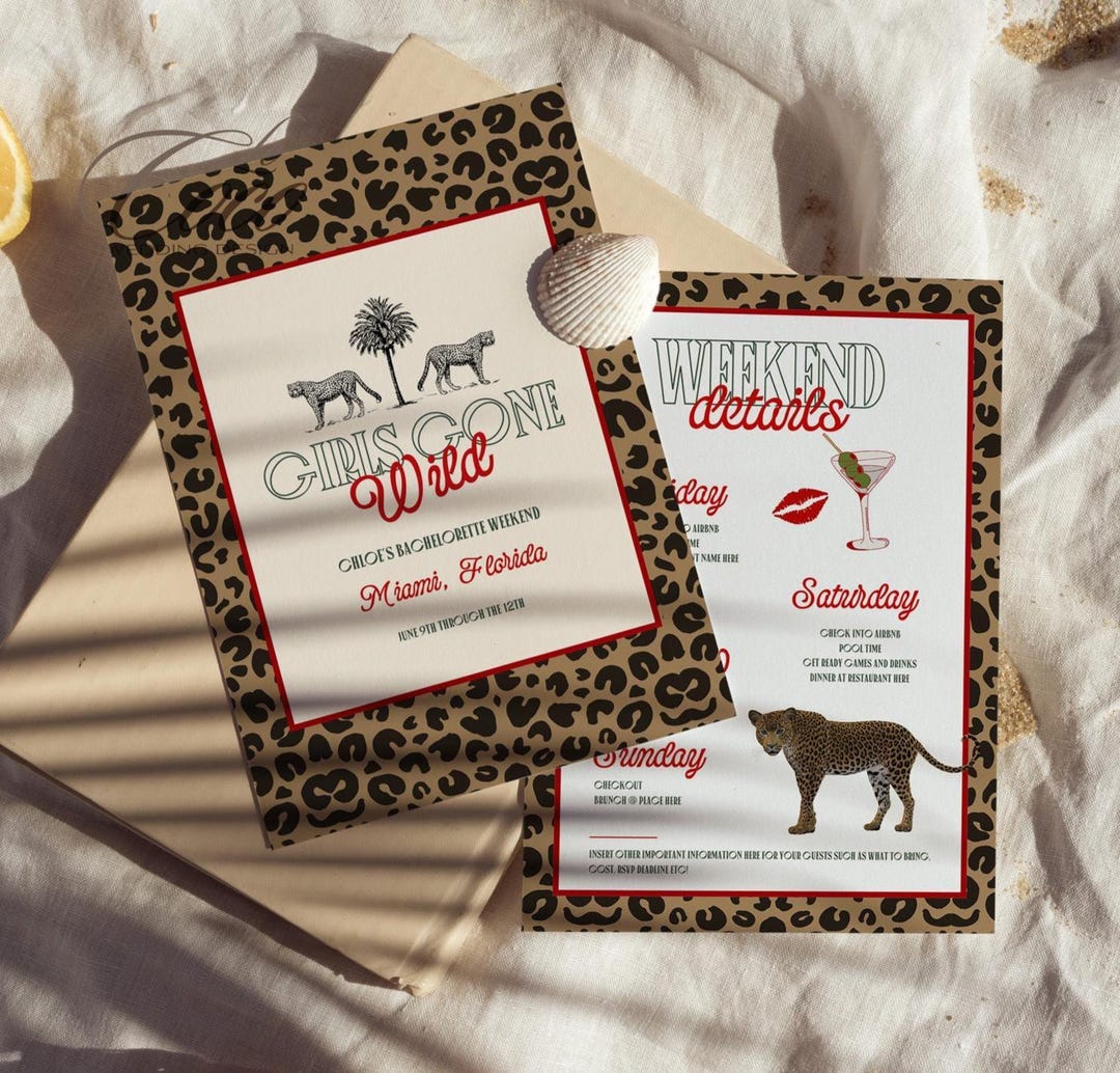 Girls Gone Wild Party Animal Bachelorette Itinerary Invitation Template ...