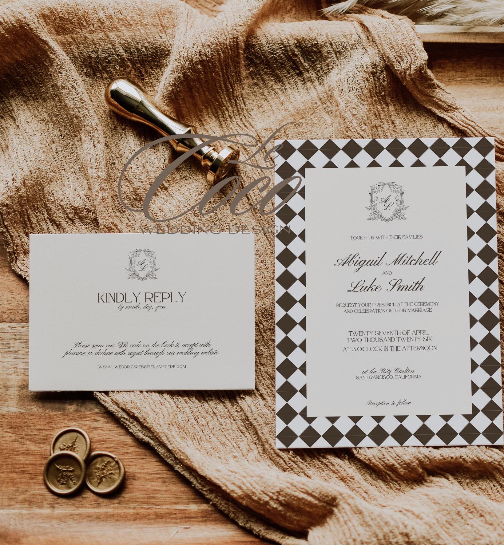 Ritz Glam Wedding Invitation Suite: Luxe Vintage Template (digital ...