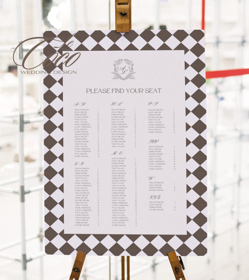 Luxe Classic Seating Chart Template, Classic AZ Wedding Seating Chart ...