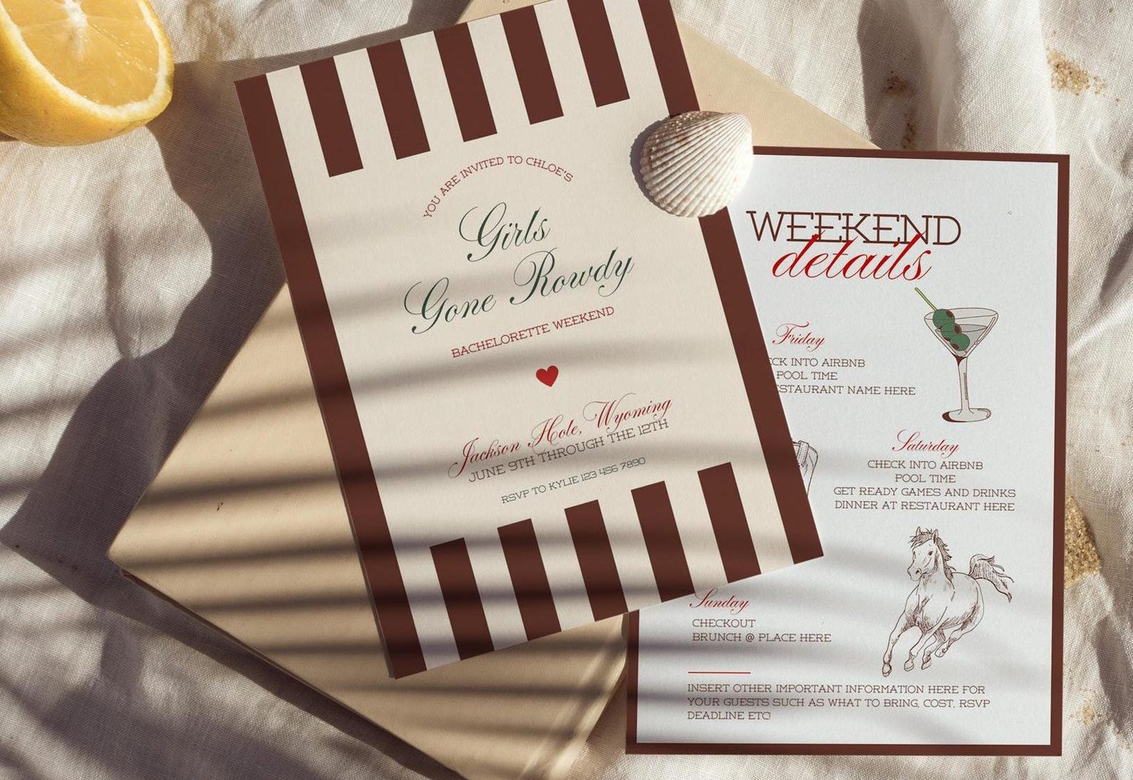 Girls Gone Rowdy Bachelorette Itinerary Invitation Template, Wild West ...