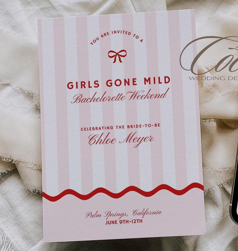Girls Gone Mild Bach Itinerary Invitation Template, Spa Bach Itinerary ...