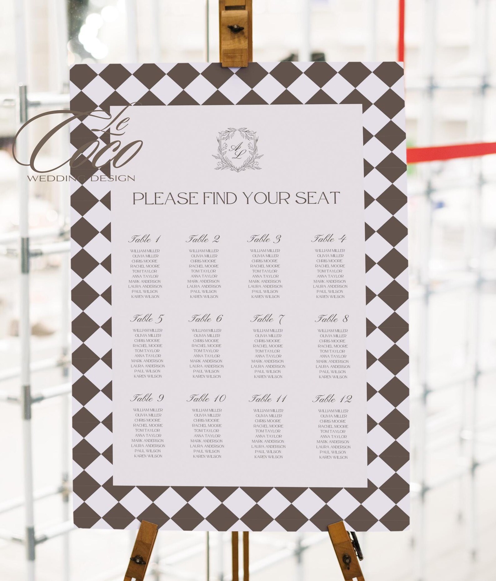 Luxe Classic Seating Chart Template, Classic Calligraphy Wedding ...