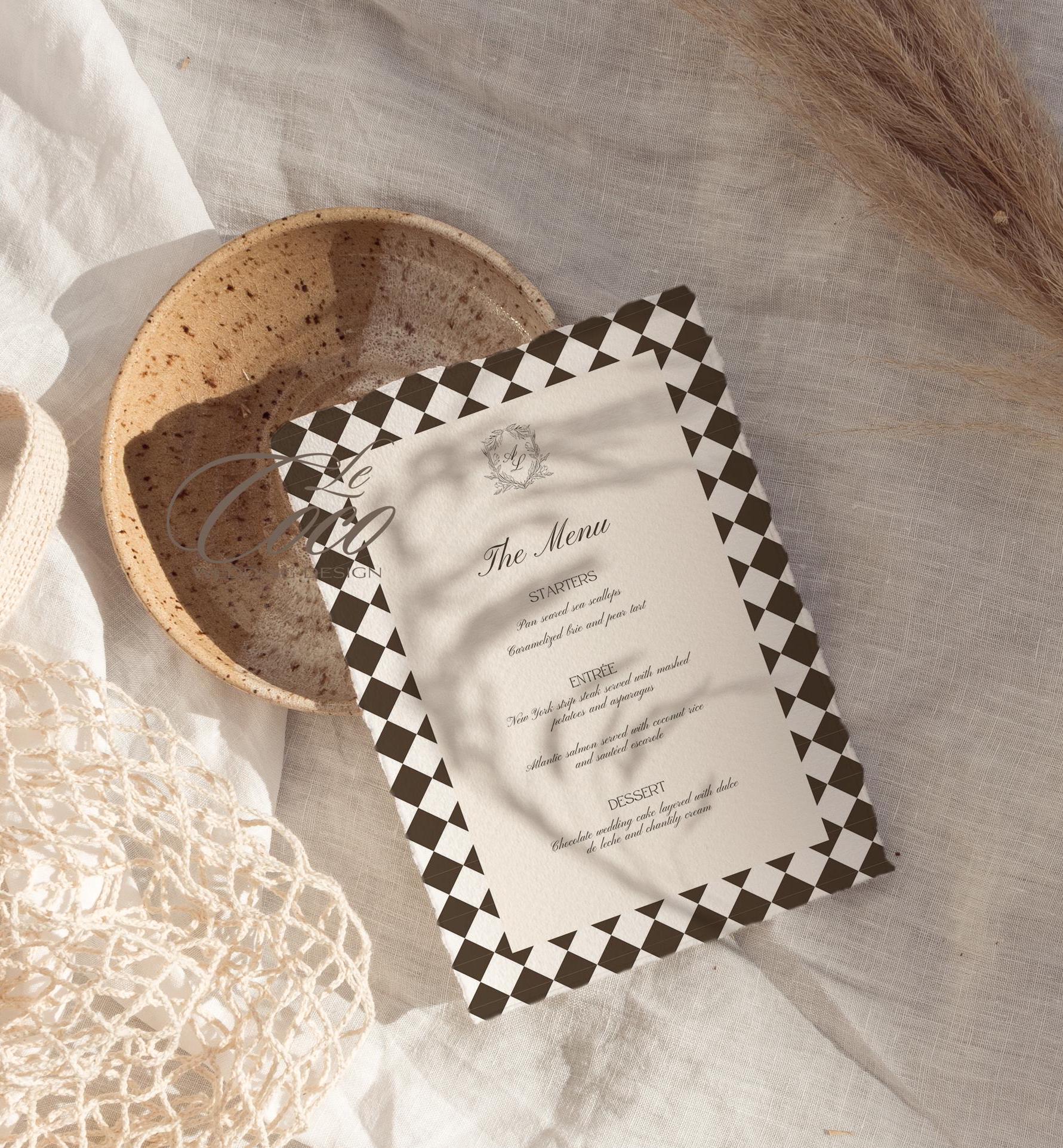 Luxe Classic Wedding Menu Template, Old Money Vintage Menu Template ...