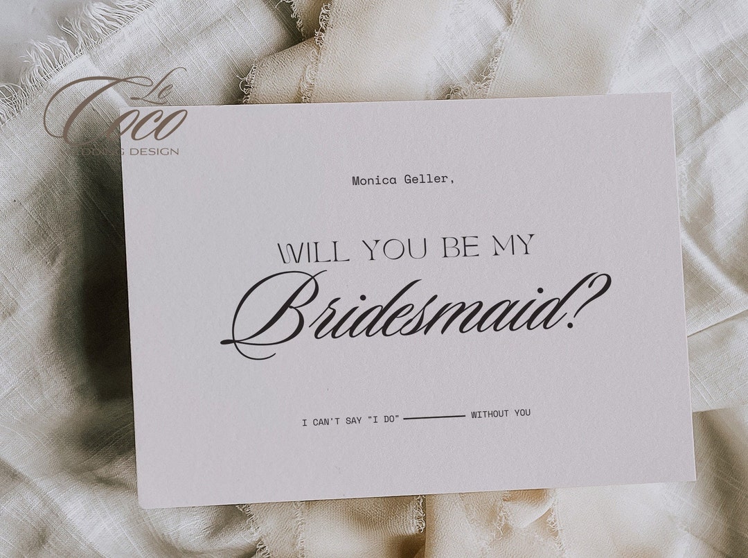 Bridesmaid Proposal Card Printable Modern Glam Bridesmaid - Etsy
