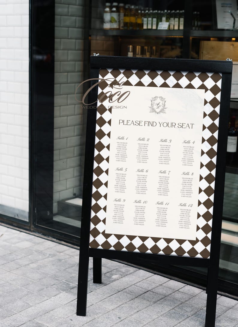 Luxe Classic Seating Chart Template, Classic Calligraphy Wedding ...