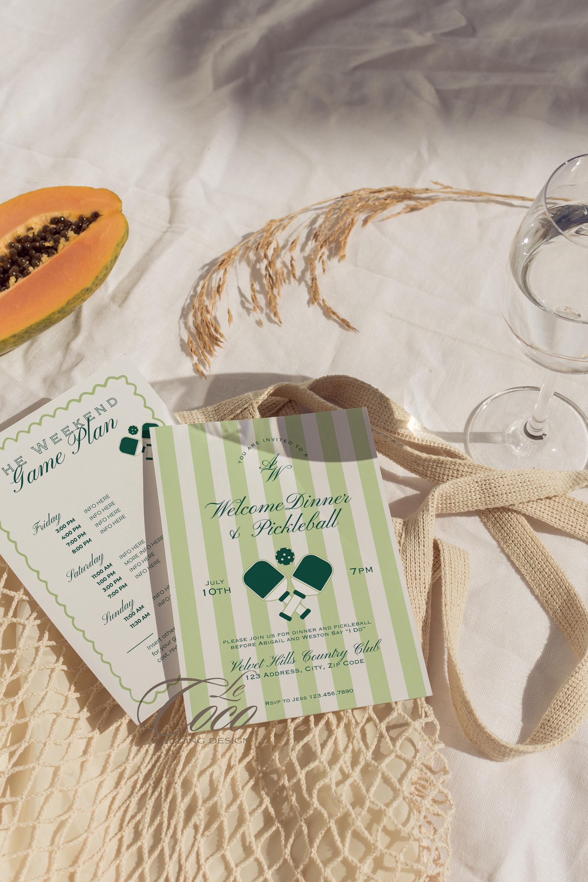 Pickleball Country Club Itinerary Invitation Template, Pickleball and ...