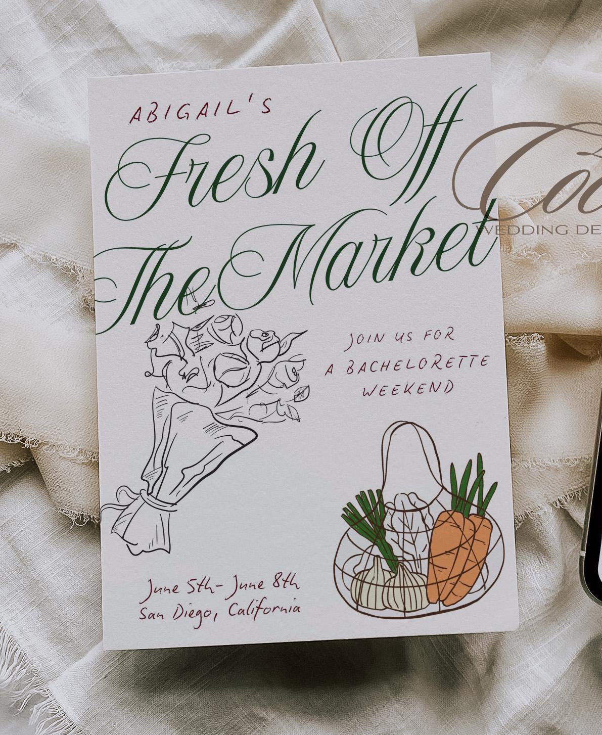 Fresh off the Market Bachelorette Itinerary Invitation, Farmers Market ...