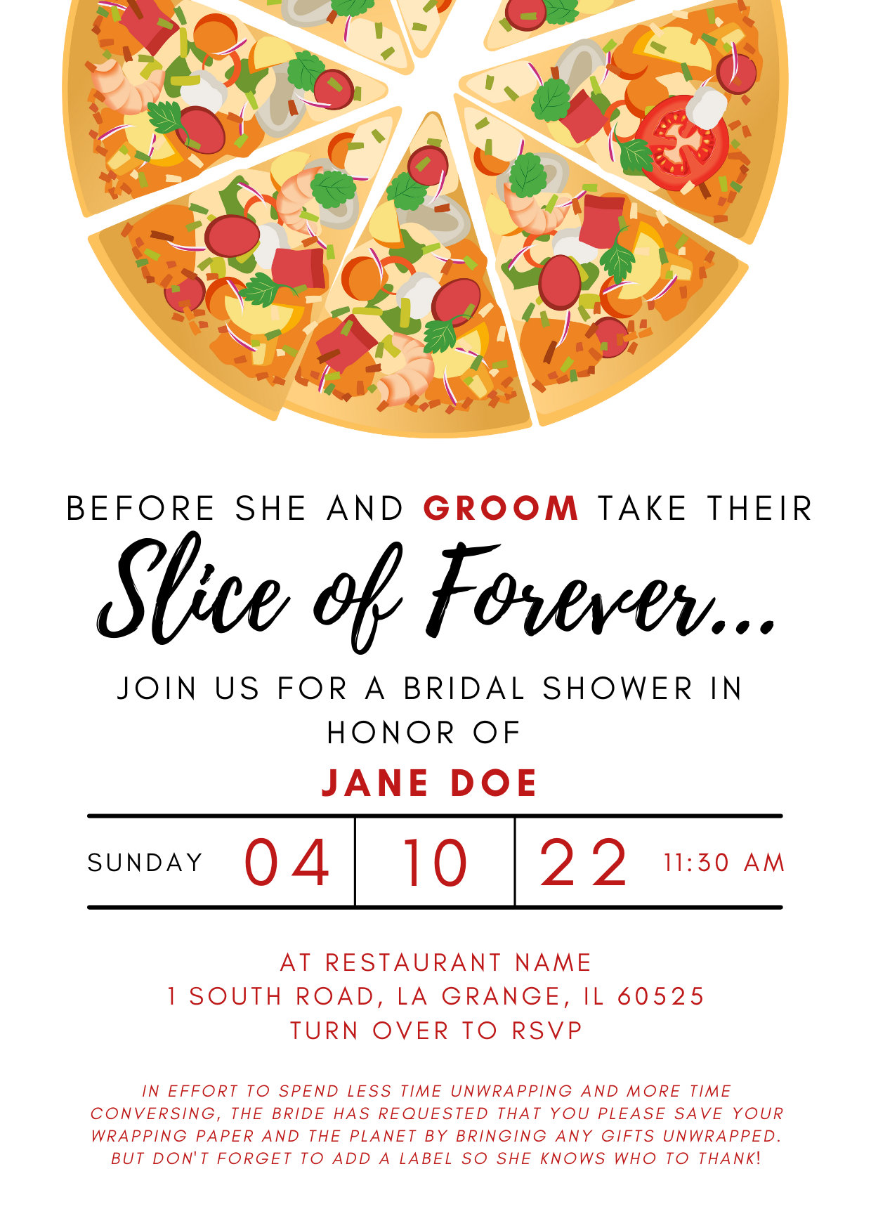 Pizza Themed Wedding/bridal Shower Invite - Digital Download - Etsy