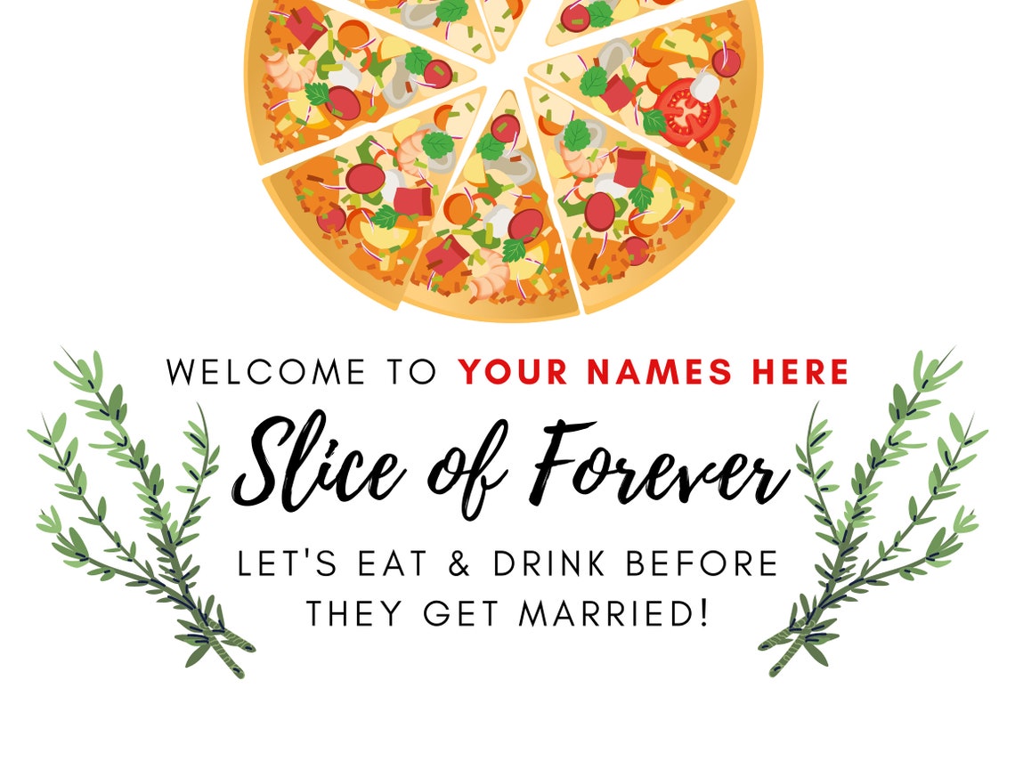 Pizza Themed Wedding/bridal Shower Welcome Sign - Personalized Digital ...
