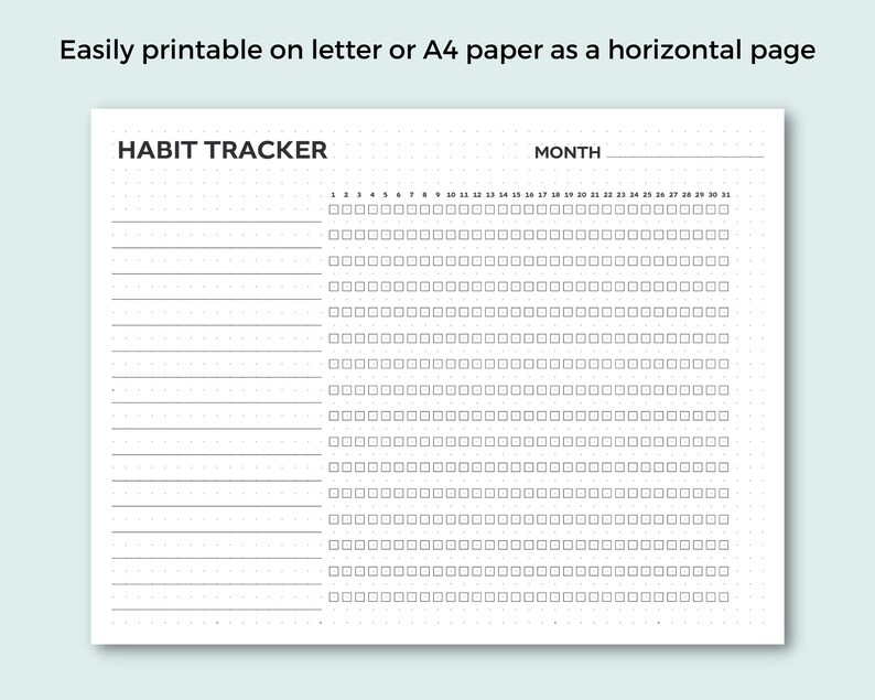 Monthly Habit Tracker Template Page 30 Day Challenge Tracker Letter A4 ...