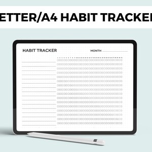Monthly Habit Tracker Template Page 30 Day Challenge Tracker Letter A4 ...
