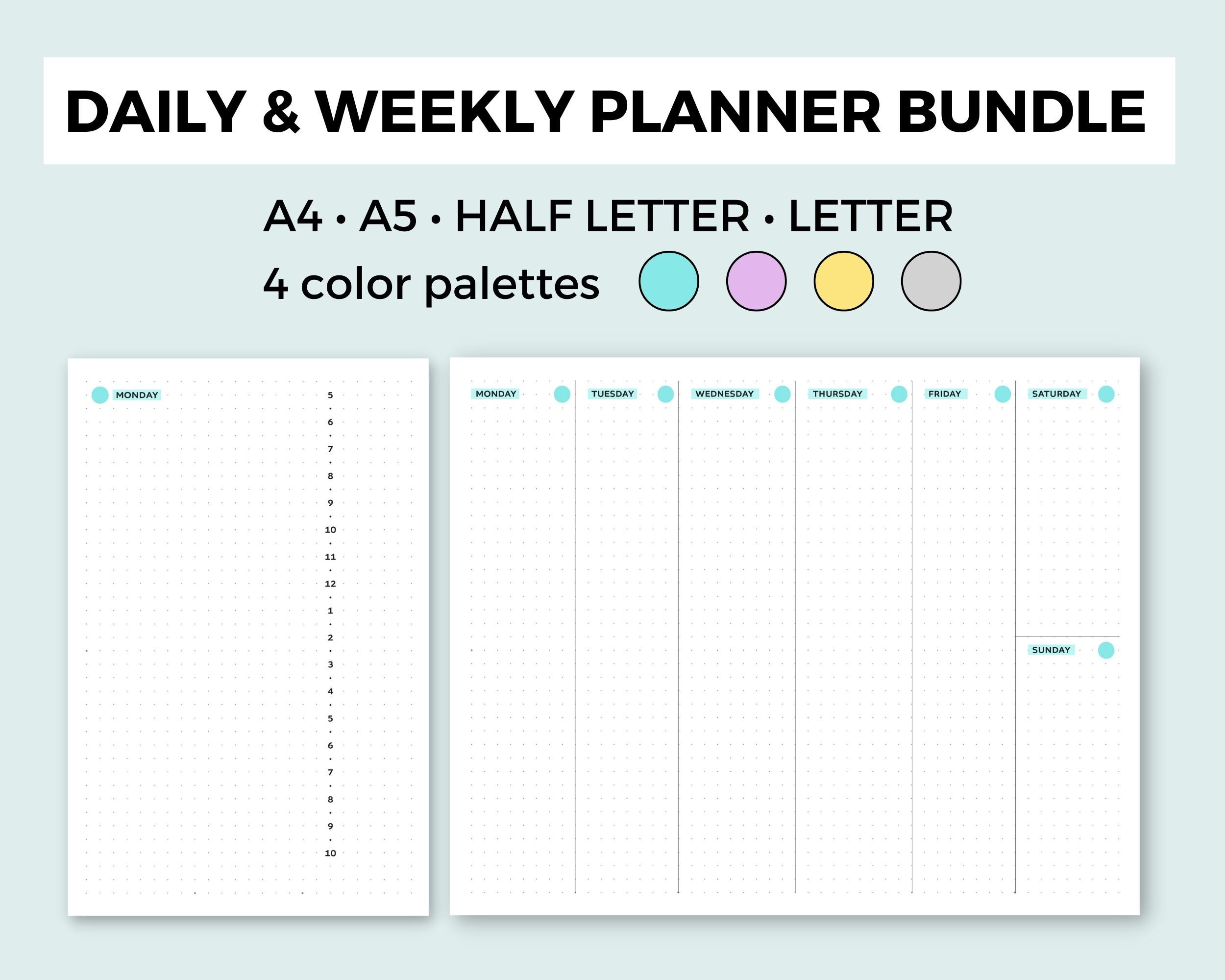 Daily and Weekly Planner Bundle Printable Minimalist Bullet Journal ...