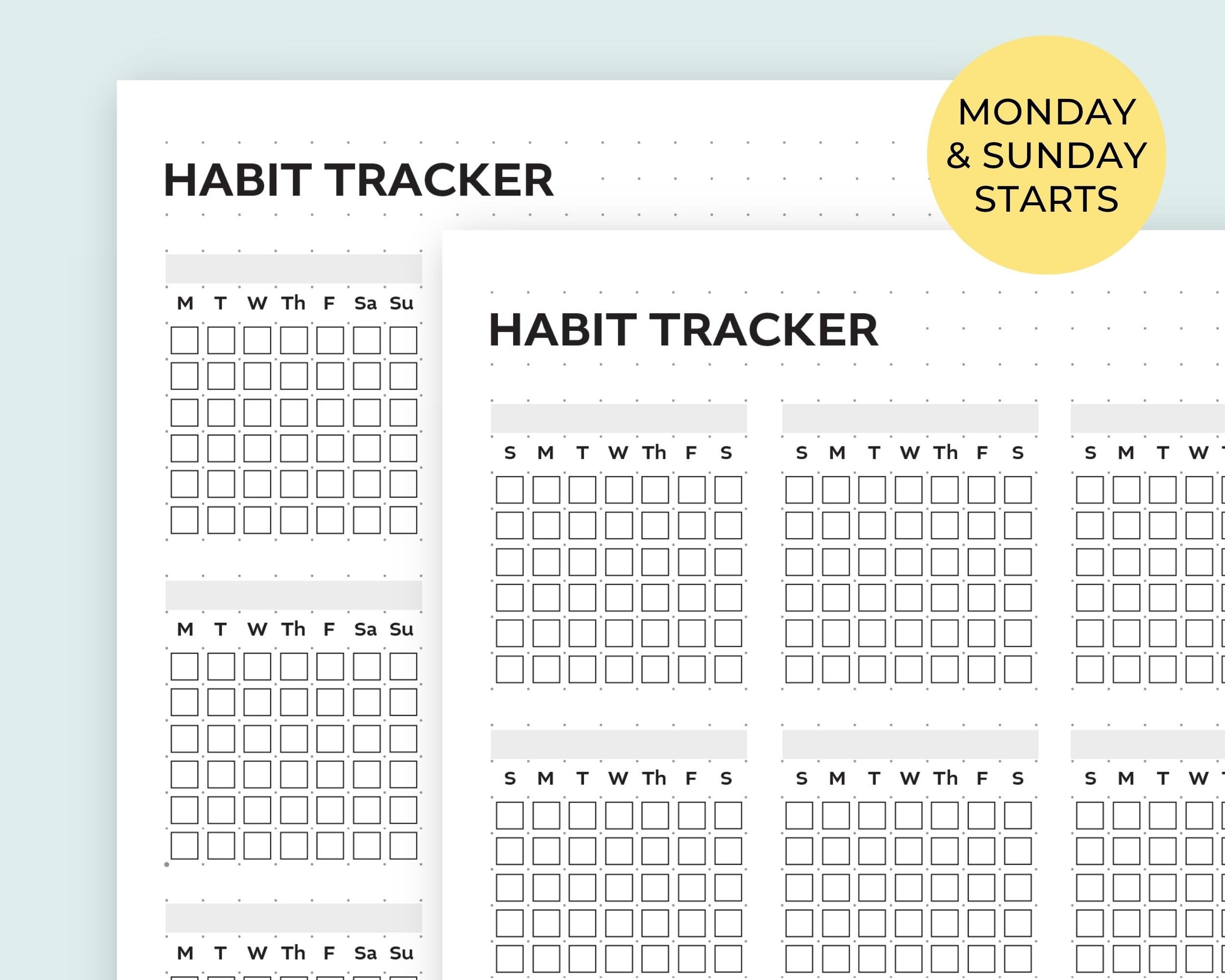 Monthly Habit Tracker Planner and Bujo Printables Bujo Habit Tracker or ...