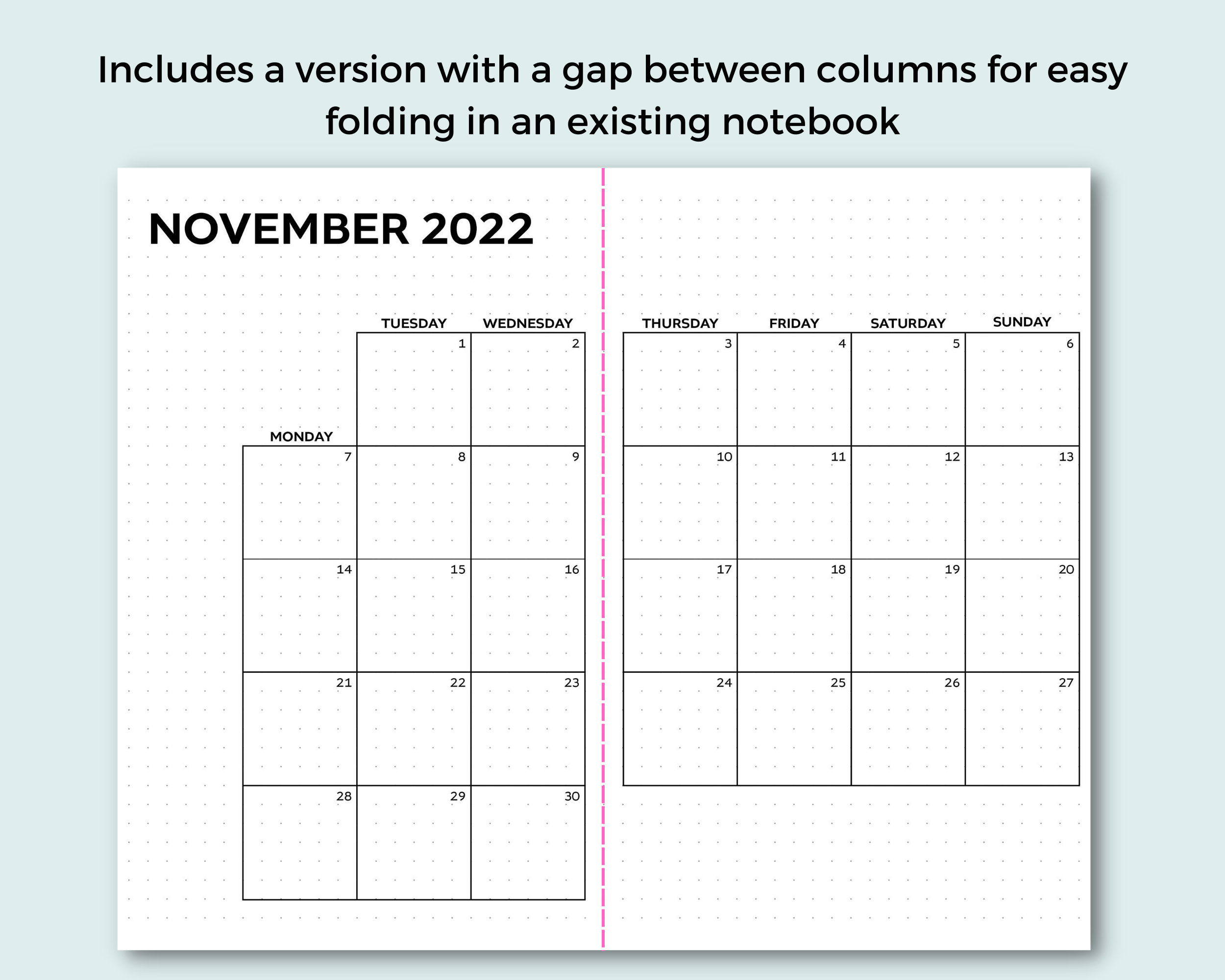 November 2022 Monthly Planner Printable Planner Bullet Journal Template ...