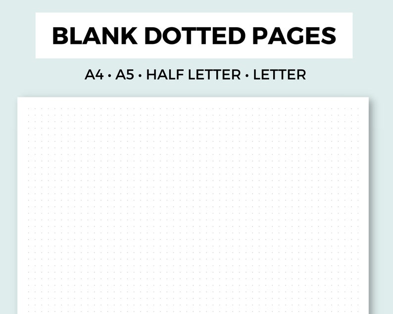 Blank Dotted Page Bullet Journal Insert Dot Grid A4 A5 Letter Planner ...
