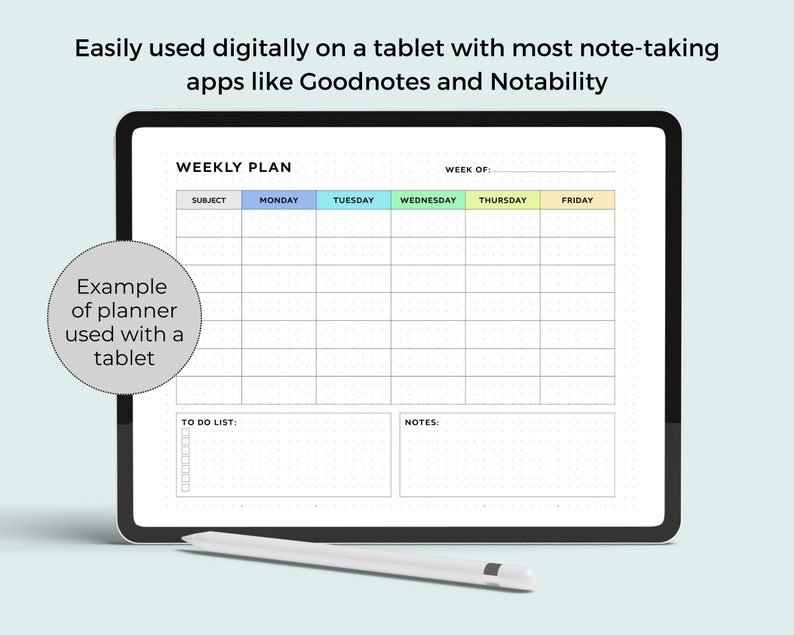 Weekly School Planner Printable & Digital Student Planner Homeschool ...