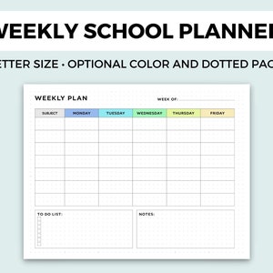Weekly School Planner Printable & Digital Student Planner Homeschool ...