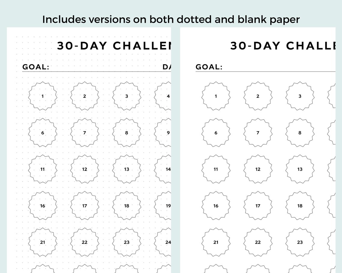 30 Day Challenge Tracker Template Letter A4 Planner Insert Goal Tracker ...