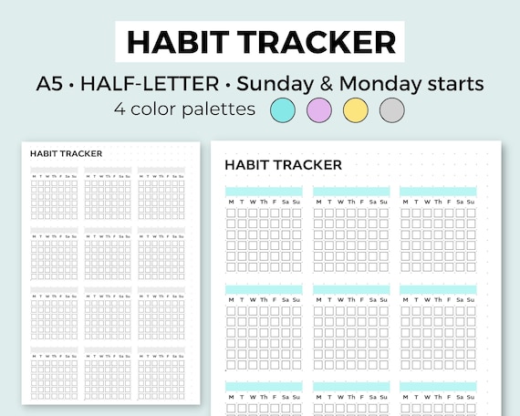 Monthly Habit Tracker Planner and Bujo Pages Bullet Journal - Etsy