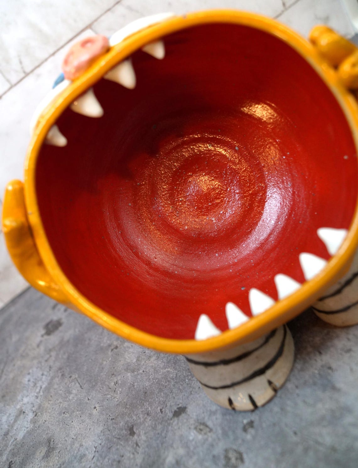 Big Mouth Monster Bowl: Handmade Stoneware Pottery, Adorable Troll Face ...