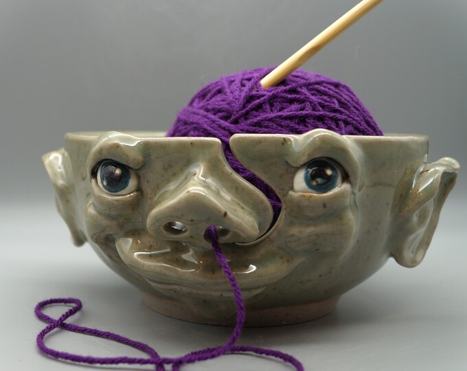 Lunar Moon Troll Face - Yarn Bowl - Shiny Bald - Silly Functional ...