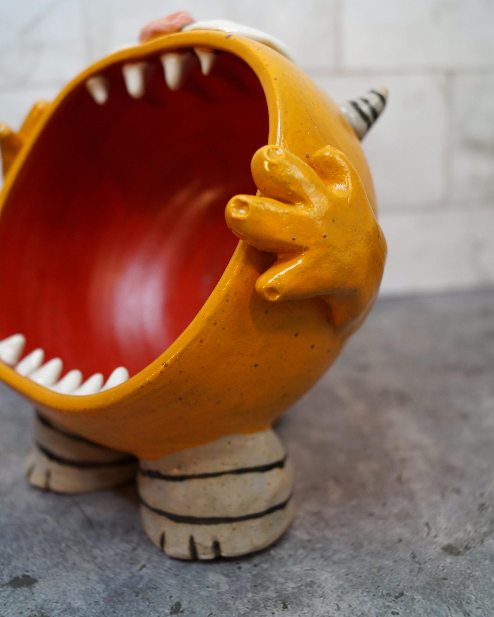 Big Mouth Monster Bowl: Handmade Stoneware Pottery, Adorable Troll Face ...