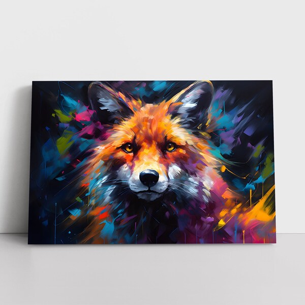 Colorful Fox Art - Etsy