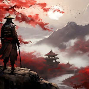 Ancient Samurai Warrior Ronin Kung Fu Oil Painting Print on Framed ...