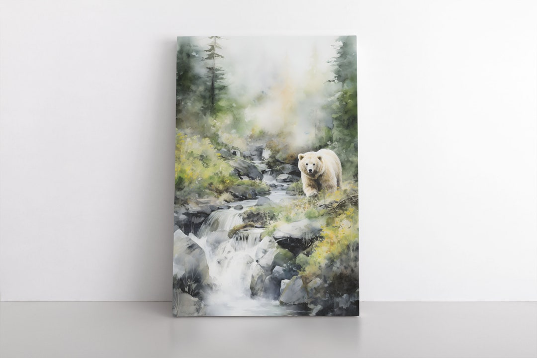 Spirit Bear Artwork | White Bear Watercolor Painting on Framed Canvas ...