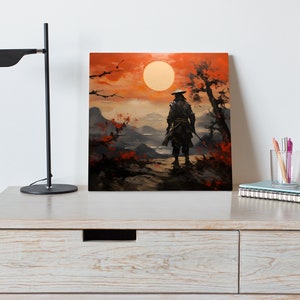 Vintage Samurai Warrior Oil Painting Print Framed Canvas Wall Art ...