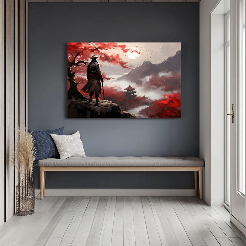 Ancient Samurai Warrior Ronin Kung Fu Oil Painting Print on Framed ...