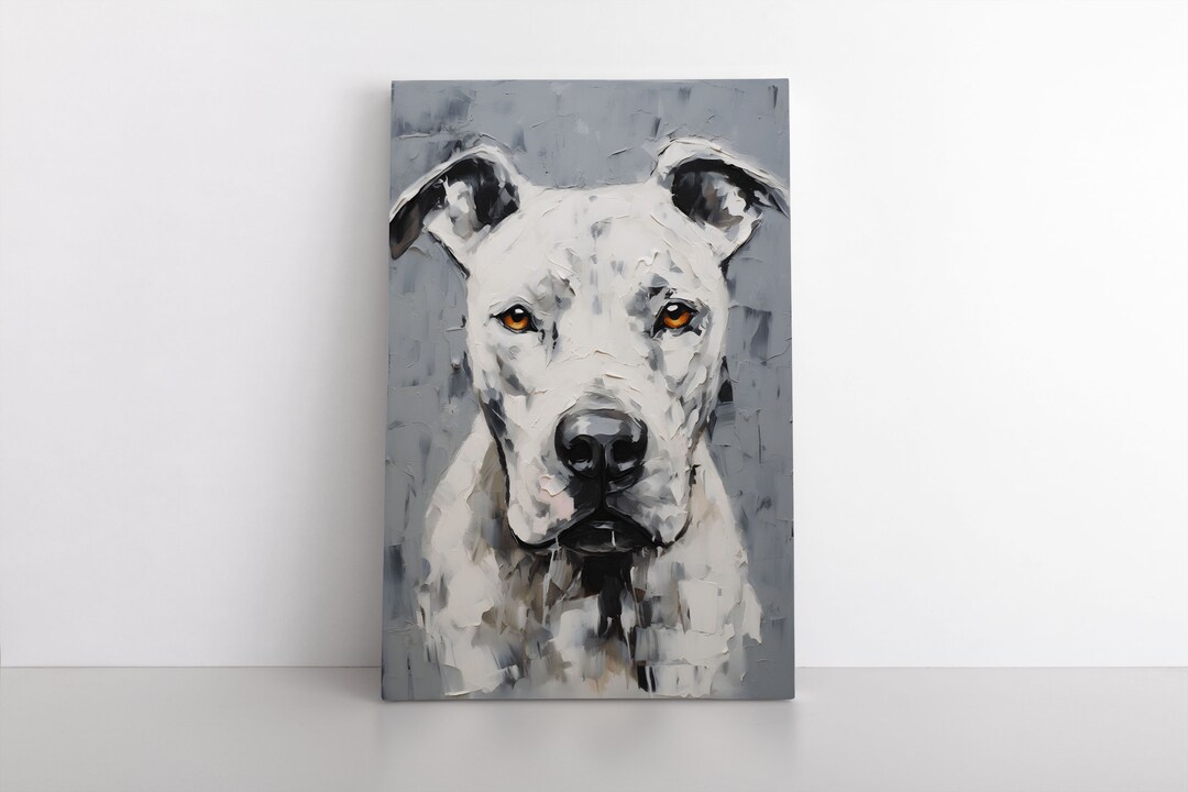 Argentine Dogo Dog Portrait Oil Painting Print | Argentinian Mastiff ...