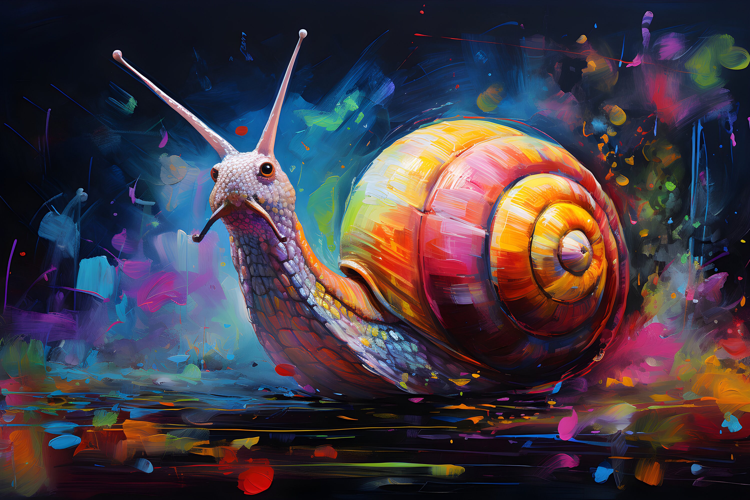 Colorful Snail Oil Painting Print on Framed Canvas Wall Art Home Decor ...