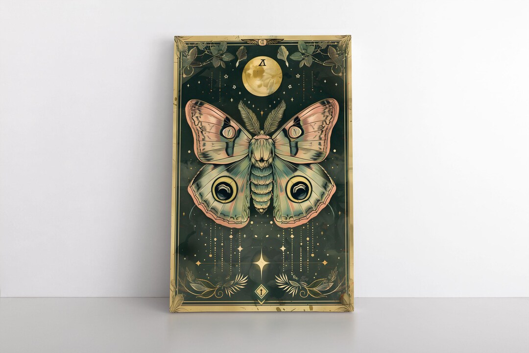 Tarot Card Inspired Moth Canvas Wall Art Print | Celestial Mystical ...
