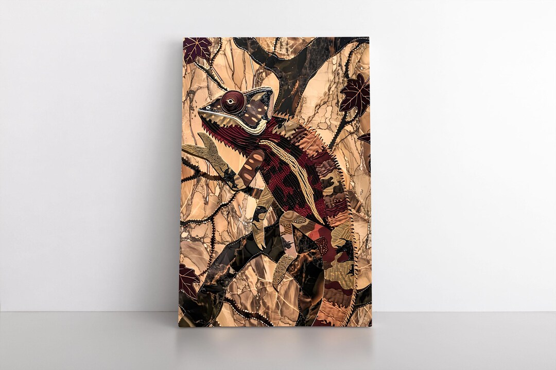 Modern Abstract Camoflauge Chameleon Wall Art Print on Framed Canvas ...