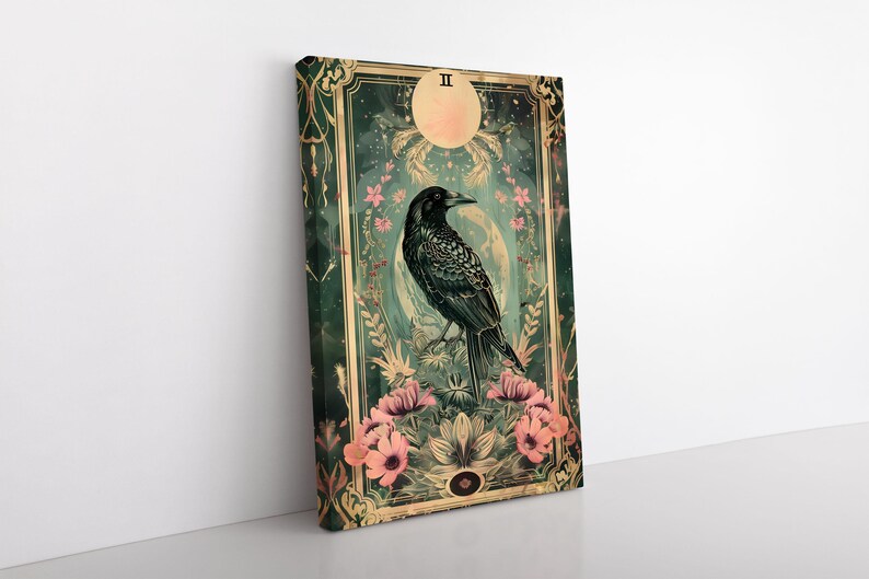 Spirit Raven Tarot Card Inspired Canvas Art Print | Celestial Earthy ...