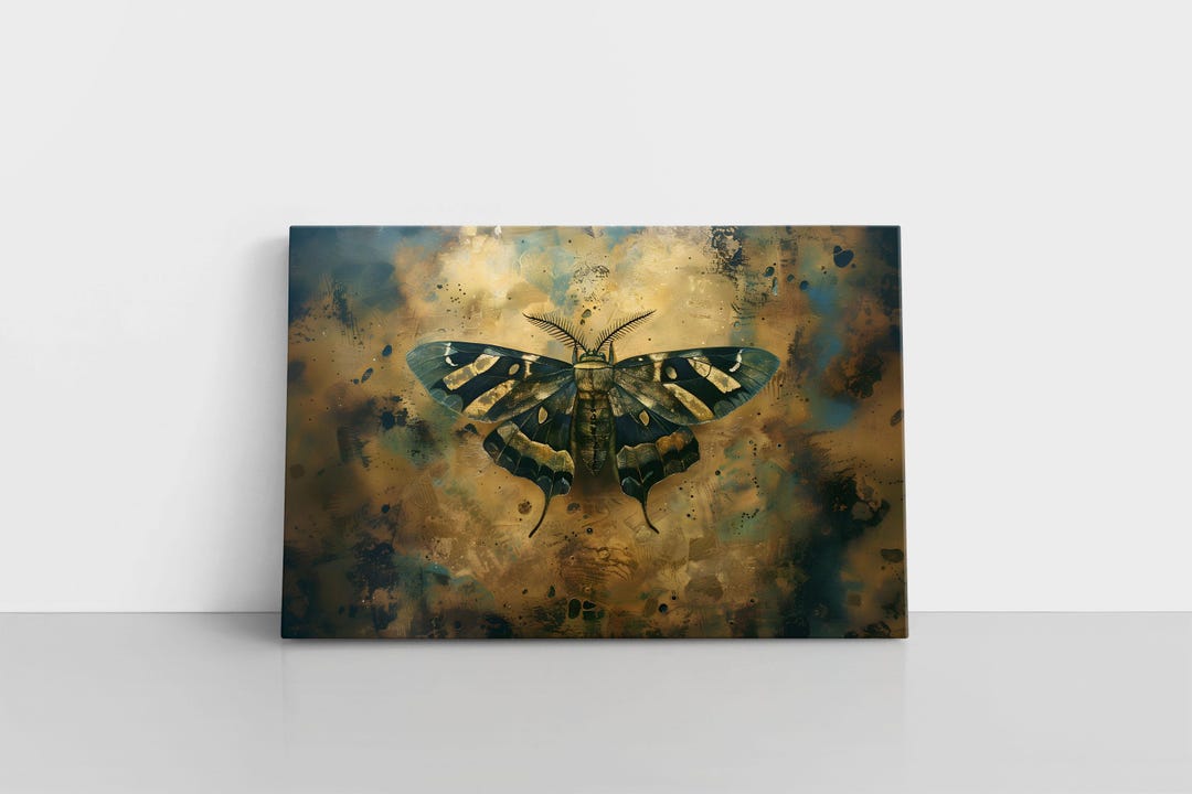 Trendy Abstract Moth Painting on Canvas Wall Art Print Earthy Moth ...